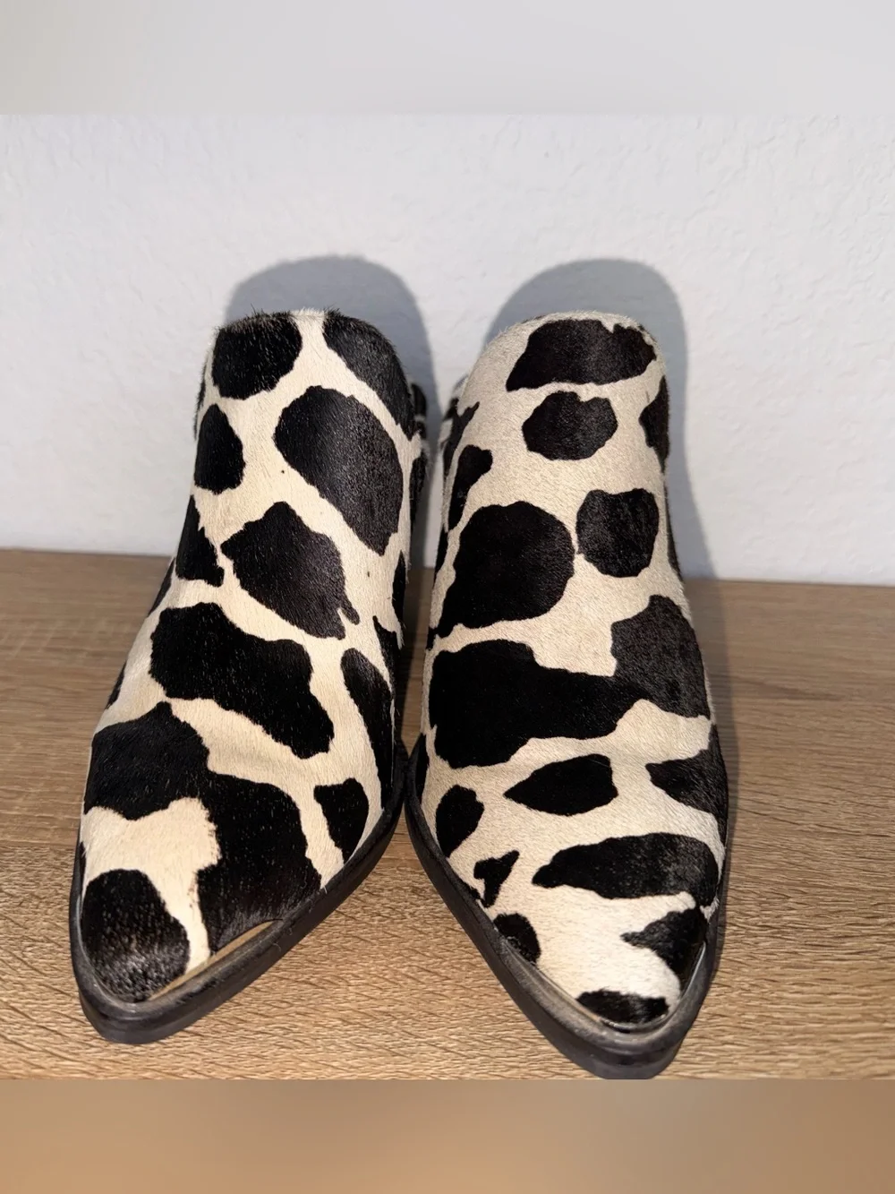 Steve Madden | Shoes | Steve Madden Fur Cow Print Pointed Toe Mules ...